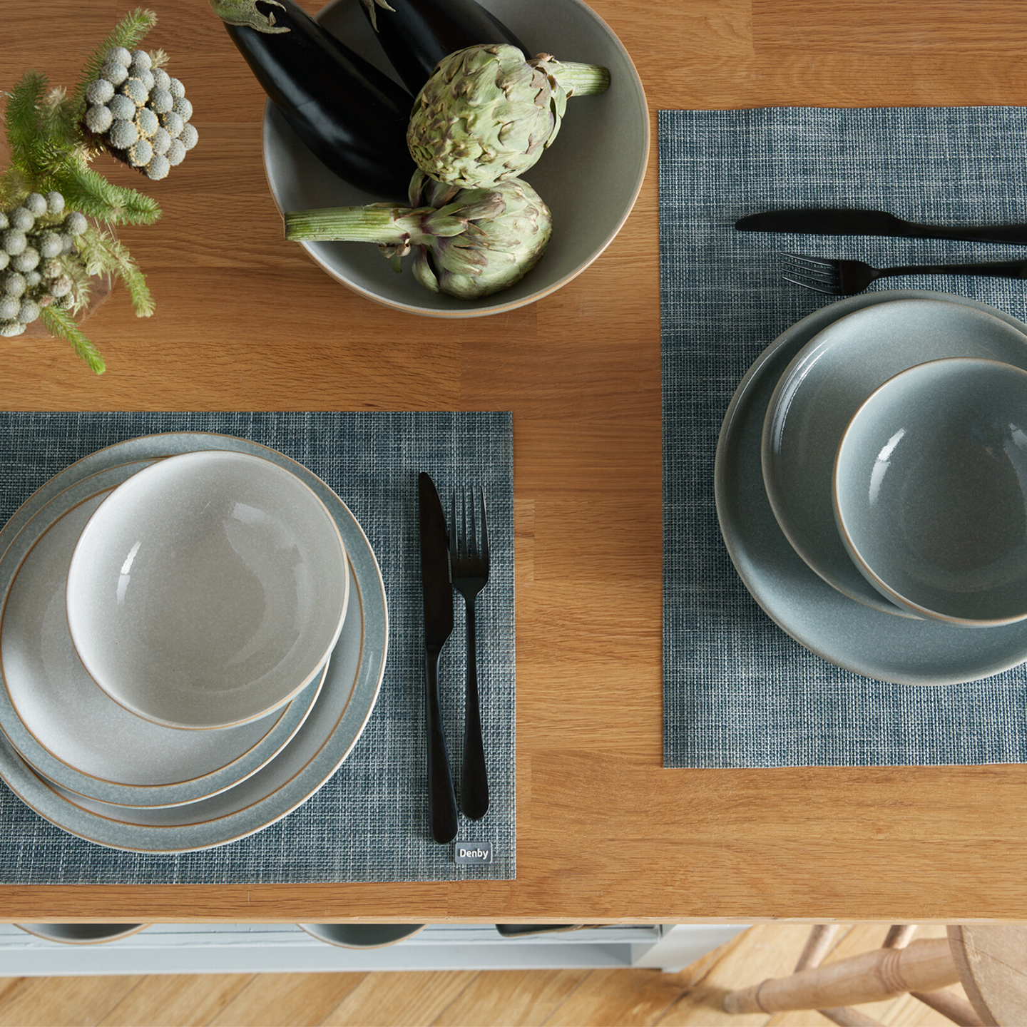 Elements Light Grey 12 Piece Dinner Set – Denby