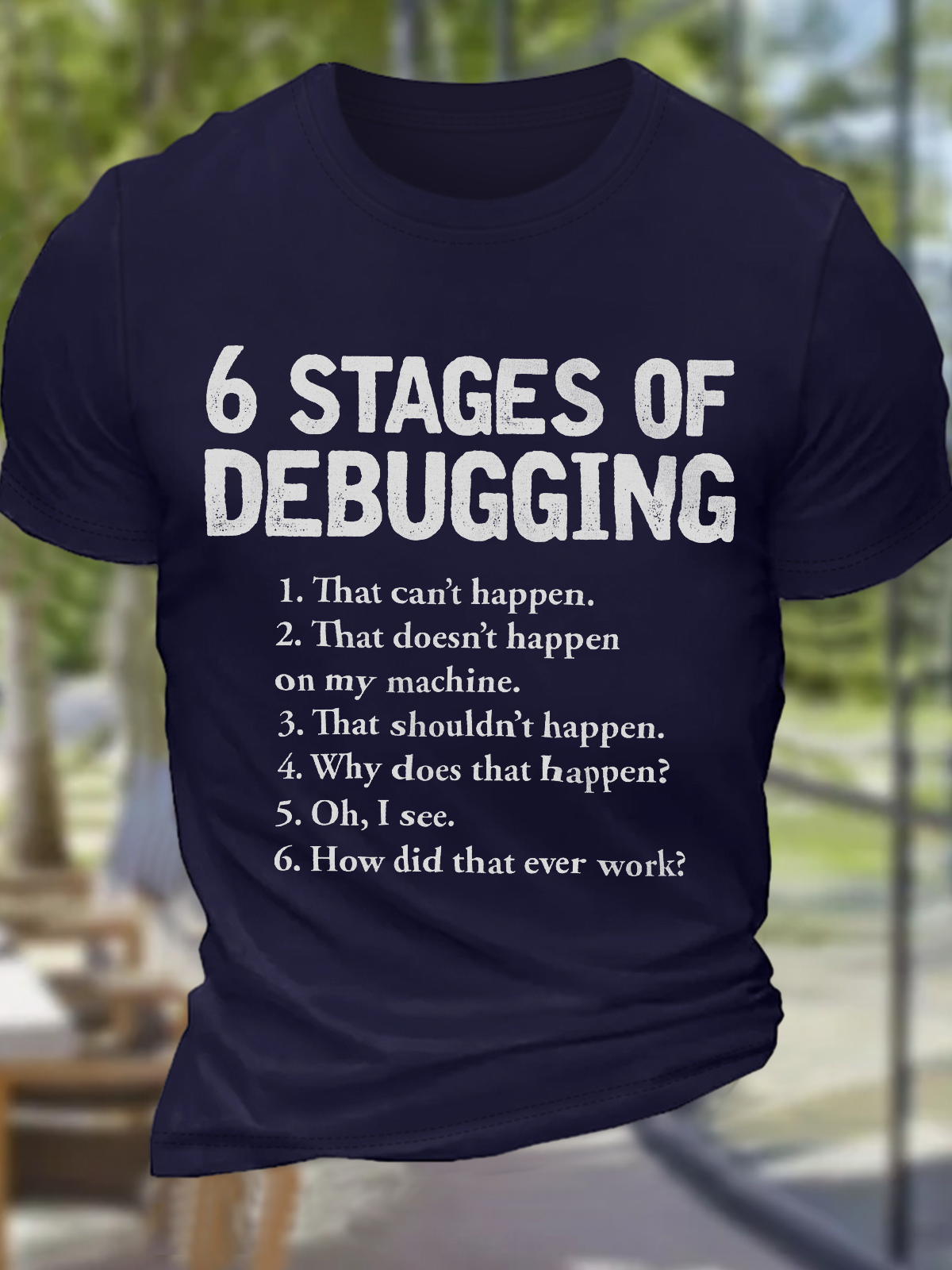 Men's Funny 6 Stages of Debugging Computer Science Text Letters Cotton ...
