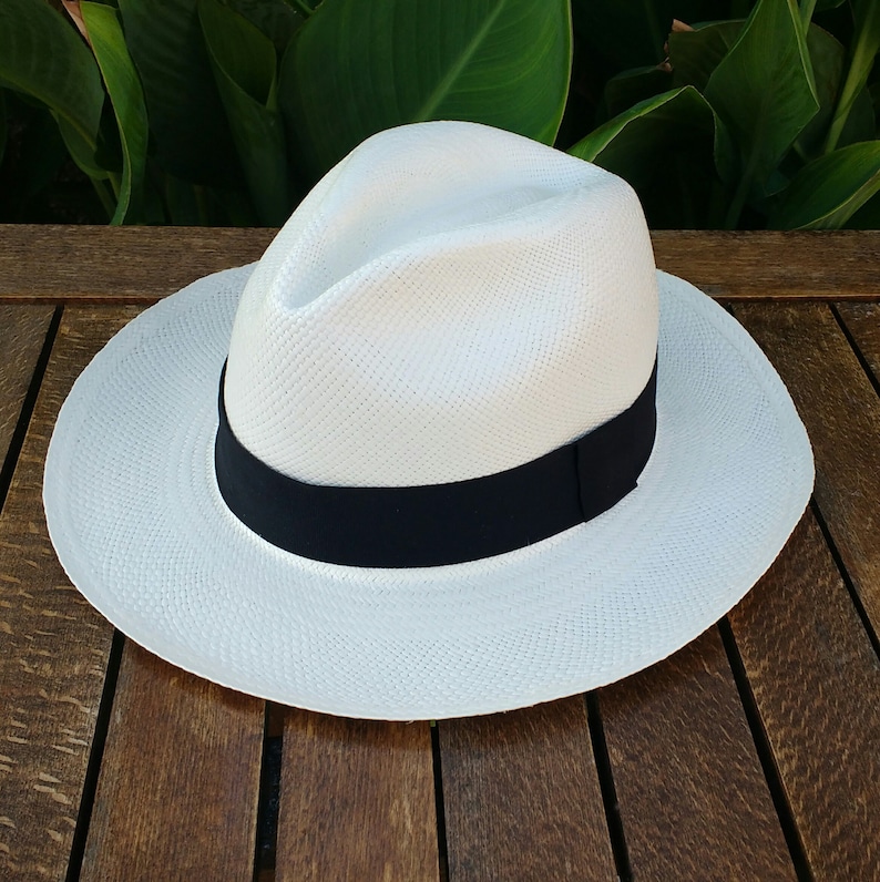 Genuine Ecuadorian White Panama Hat Handwoven Toquilla Palm Hat in Ivo