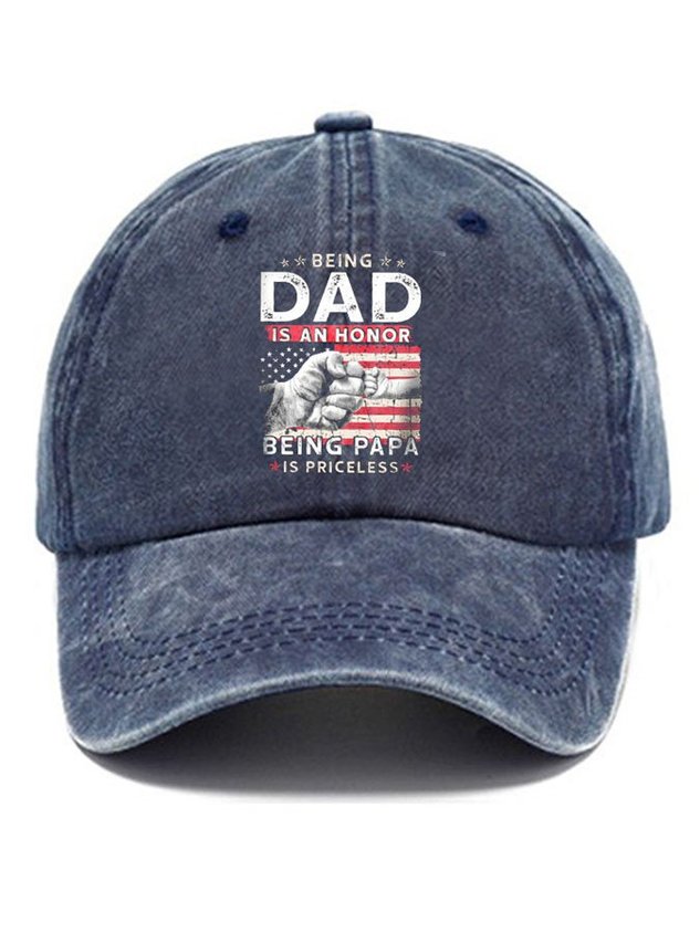 Men's American Flag Being Dad Is An Honor Being Papa Baseball Cap ...