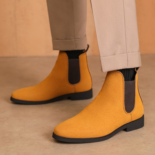 Bottines Chelsea rétro en daim pour hommes de style britannique – mainine