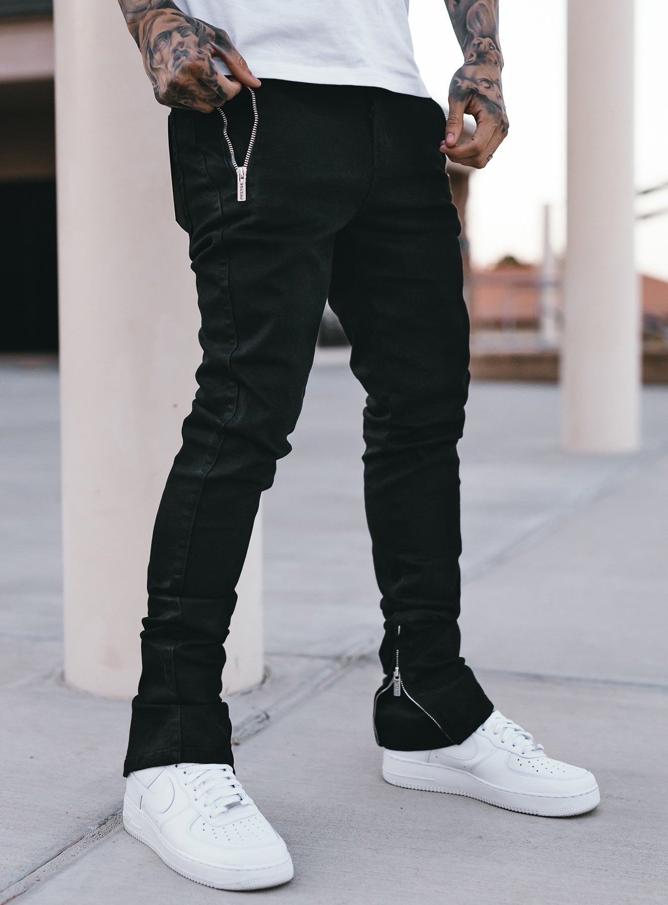 Stacked Track Jeans V1 in Jet Black – 𝒍𝒂𝒌𝒏𝒐𝒌