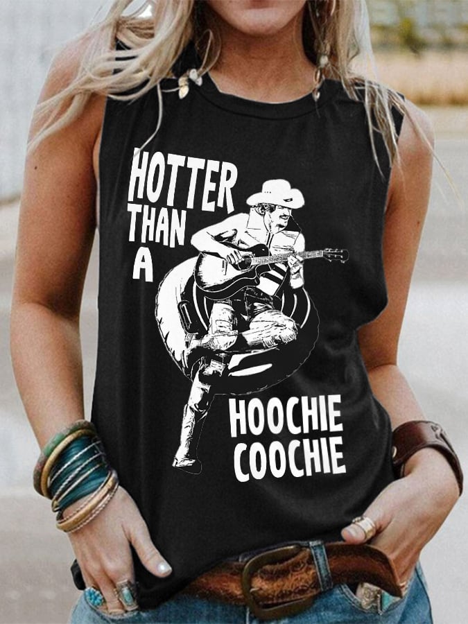 Retro Hotter Than A Hoochie Coochie Print Tank Top