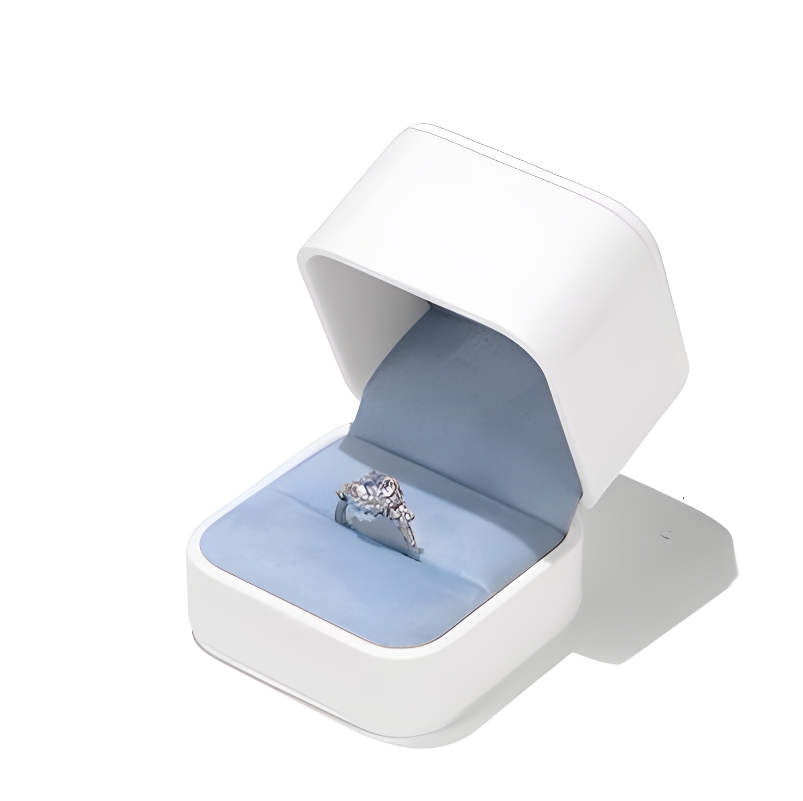 Premium White Ring Box - Blue Interior – DoBonNi