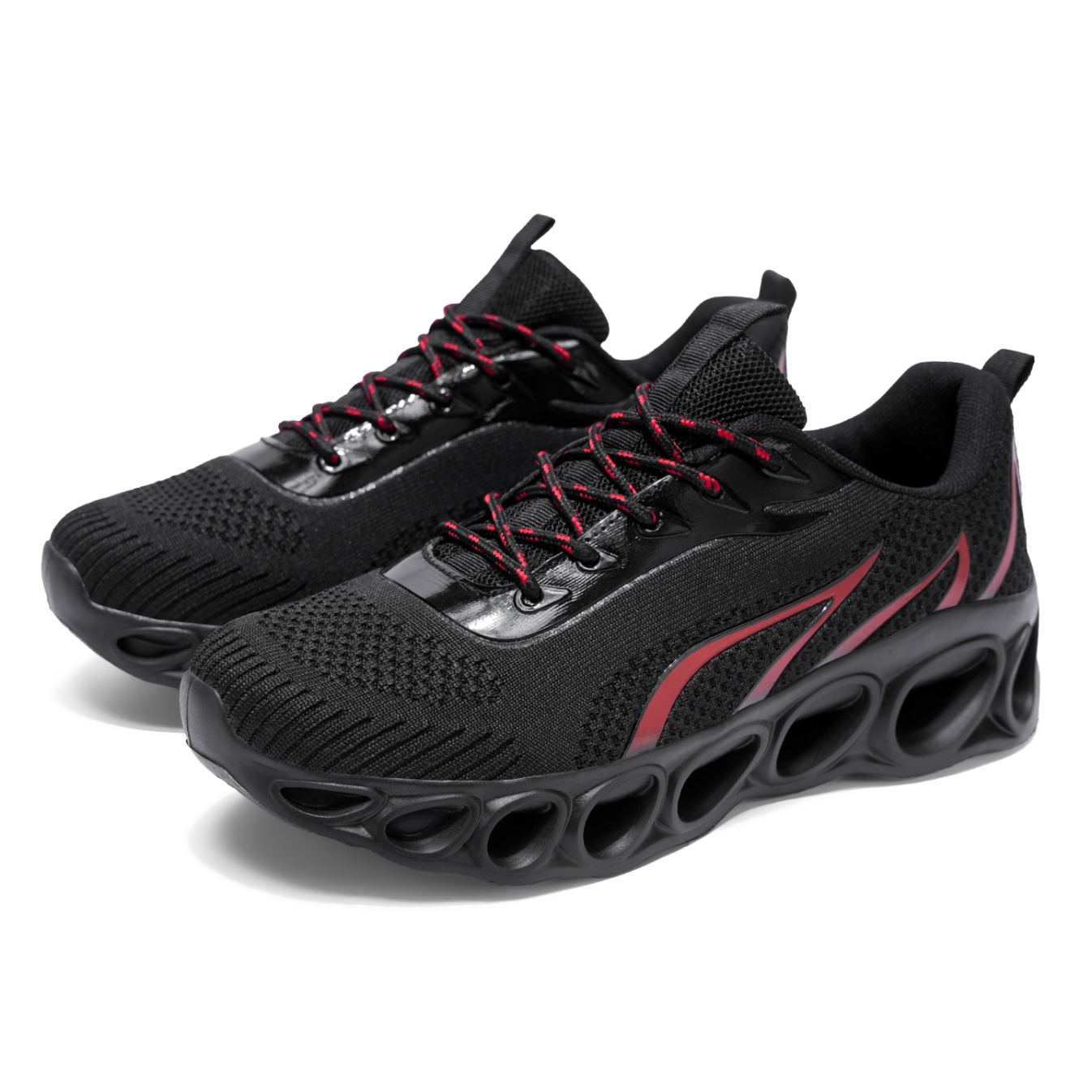 Softsfeel Women's Relieve Foot Pain Perfect Walking Shoes - Black Red ...