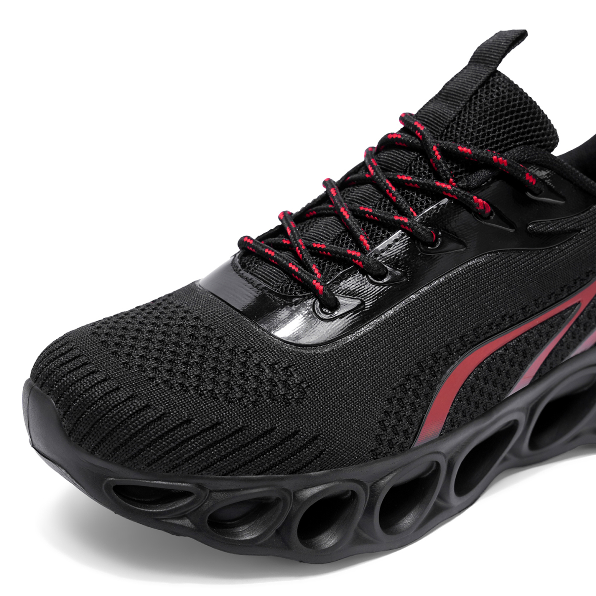 Softsfeel Men's Relieve Foot Pain Perfect Walking Shoes - Black Red ...