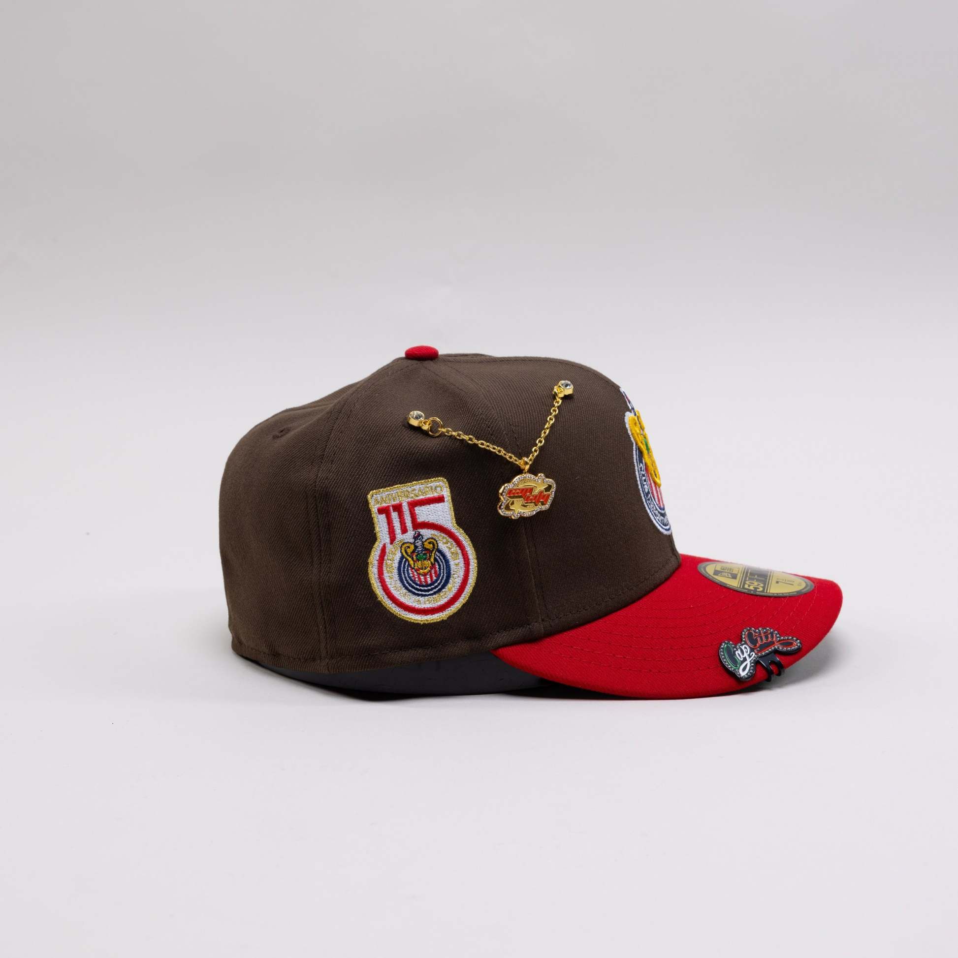 NEW ERA EXCLUSIVE 59FIFTY MOCHA/RED "CHIVAS DE GUADALAJARA" W/ 115 ANN ...
