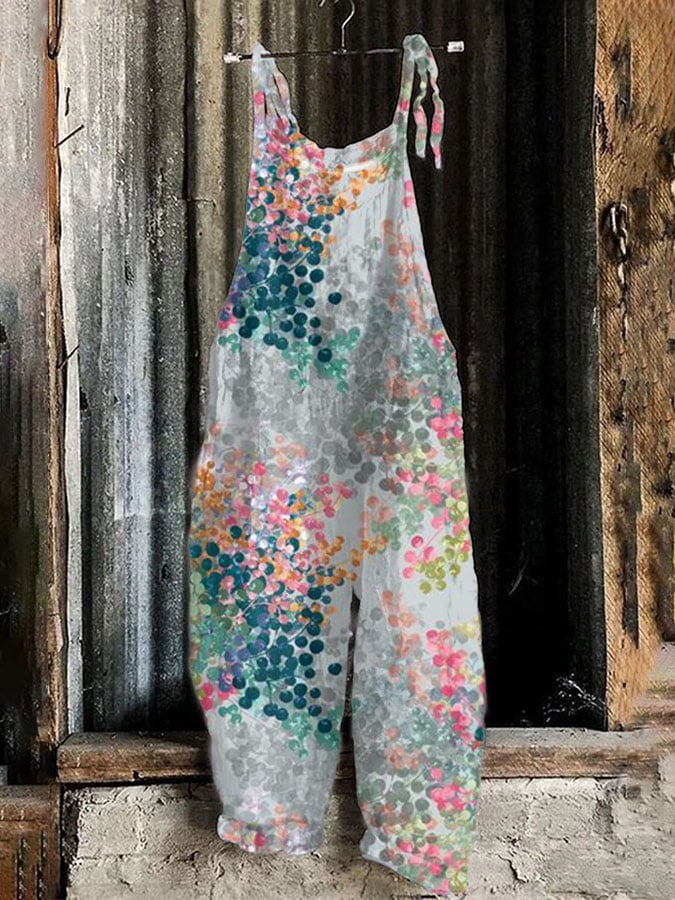 Women's Vintage Floral Print Overalls – lobetops
