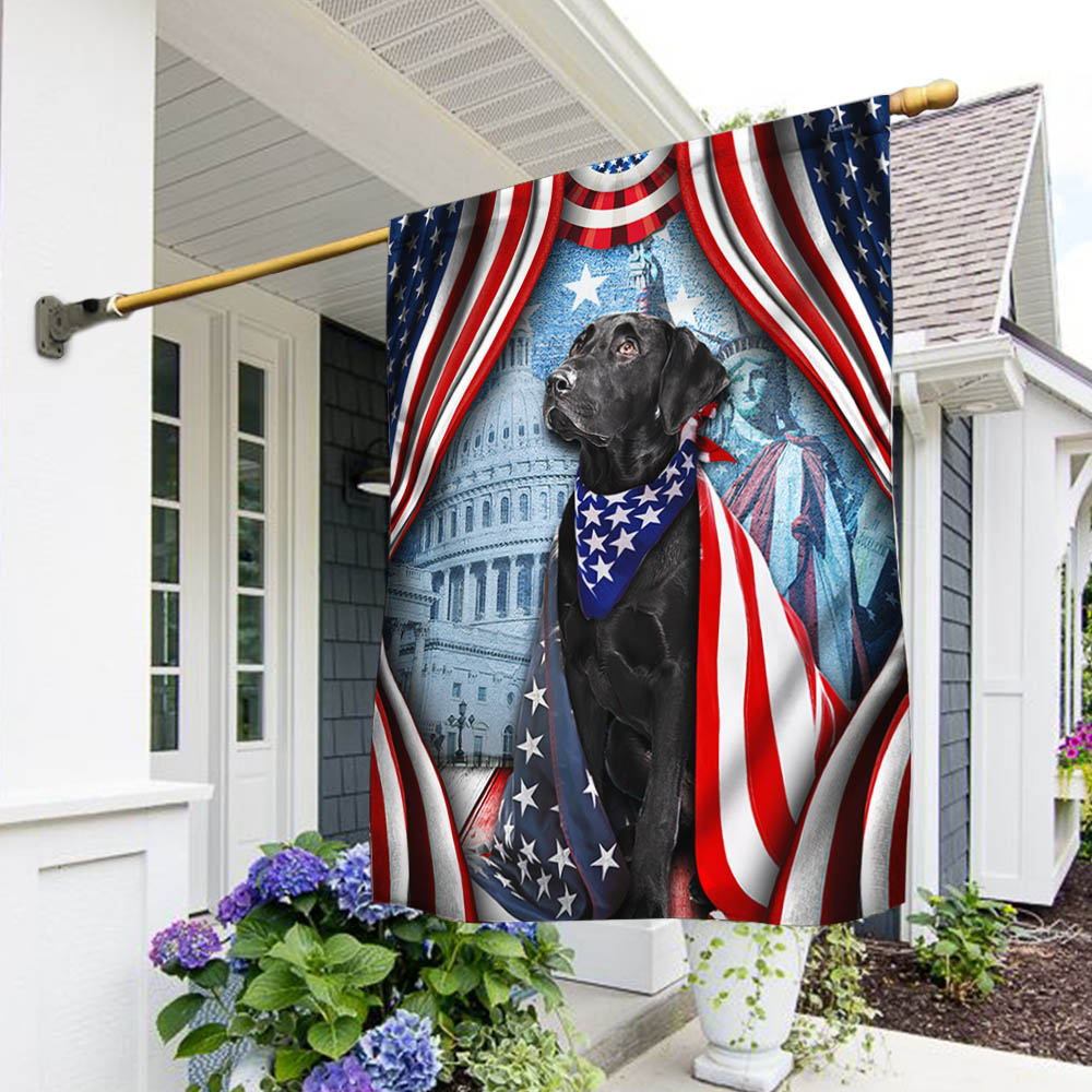 Happy 4th Of July. Black Labrador Retriever American Flag Wrapped in G ...