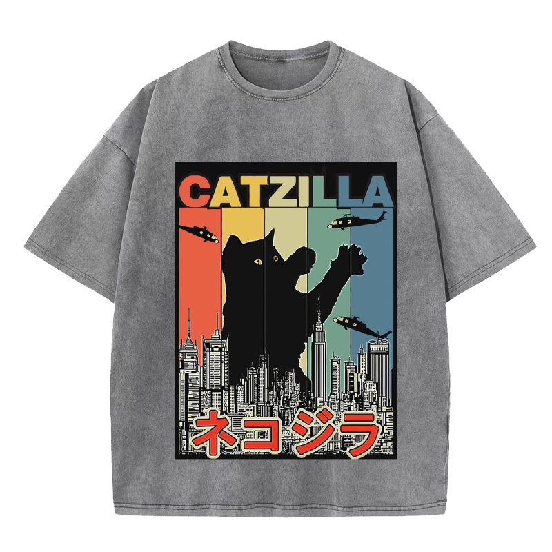 Godzilla Black Cat Washed T-Shirt