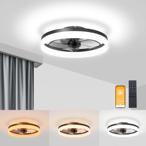 VOLISUN Low Profile Ceiling Fans with Lights and Remote, Fandelier Cei
