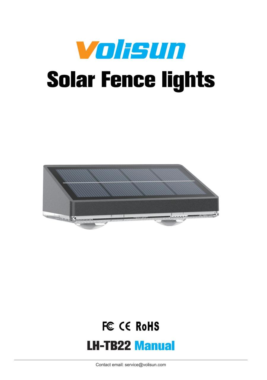 Solar Fence Light User Manual – VOLISUN