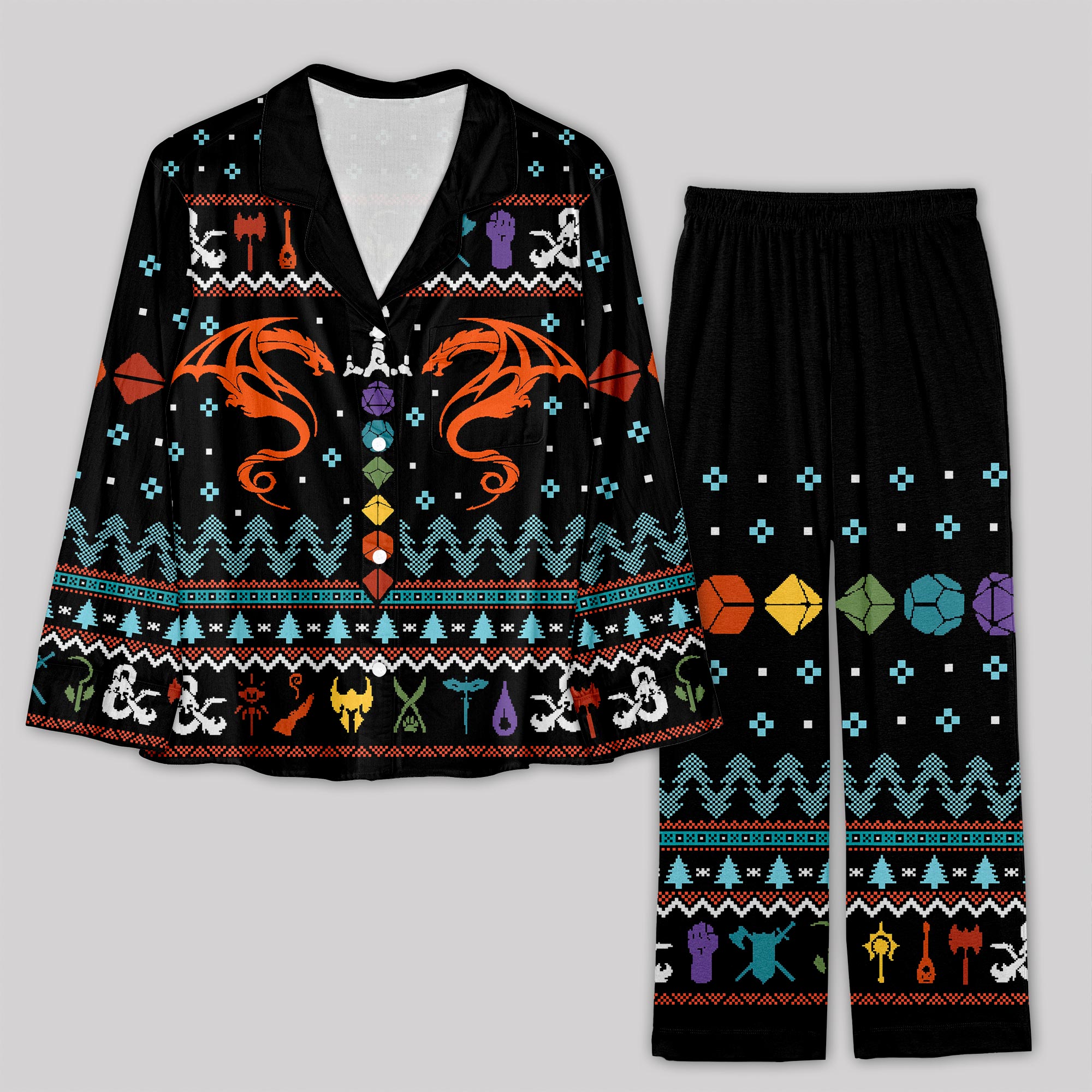 Geeksoutfit DND Dragon Dice Weapon Pajama Sets for Sale