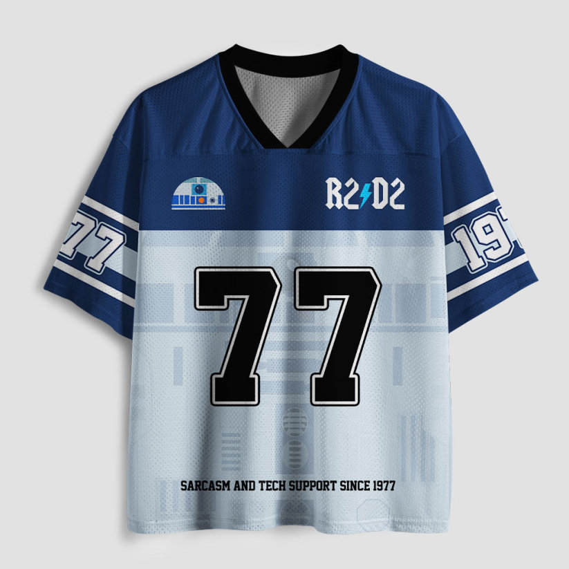 Geeksoutfit Blue and White Robot Geek Mesh Jersey for Sale