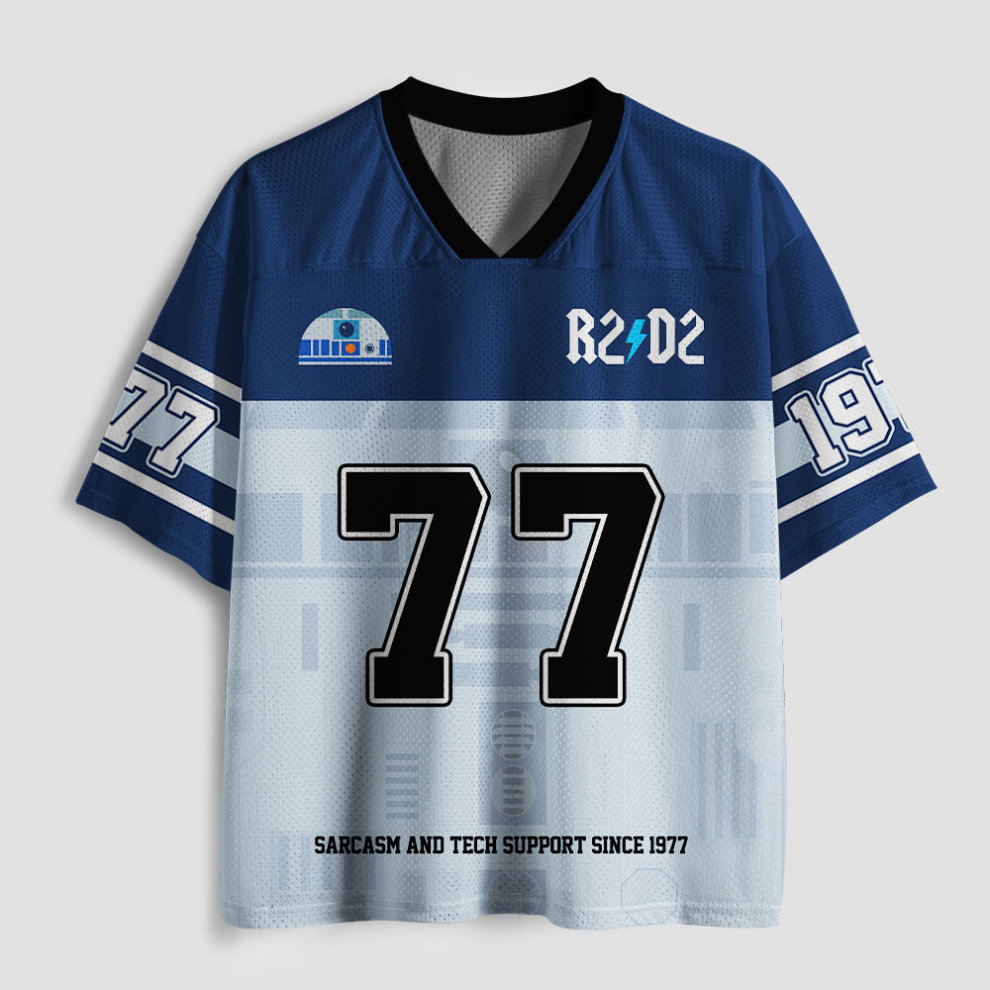 Geeksoutfit Blue and White Robot Geek Mesh Jersey for Sale