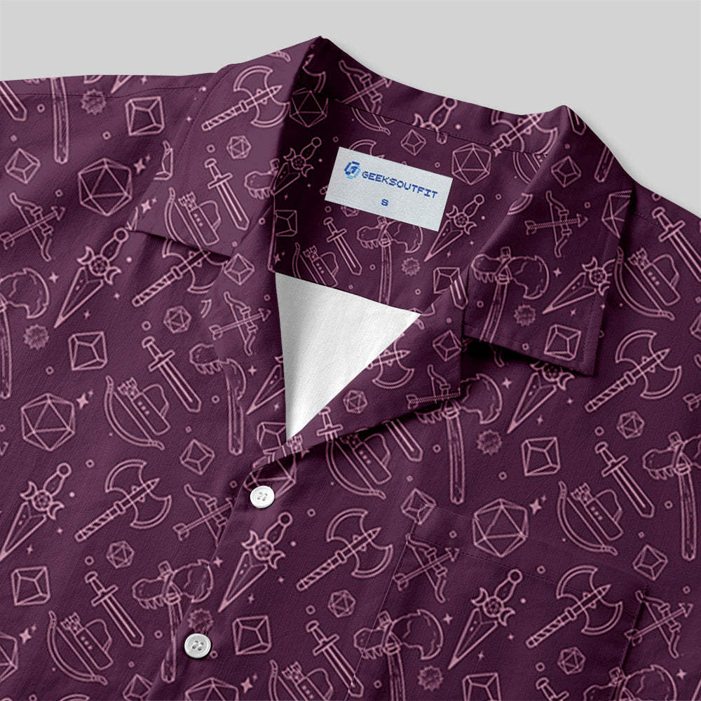Geeksoutfit DND Medieval Weapons Button Up Pocket Shirt for Sale