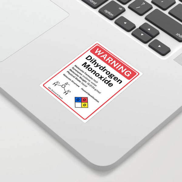 Geeksoutfit Dihydrogen Monoxide Warning Label Geek Sticker for Sale