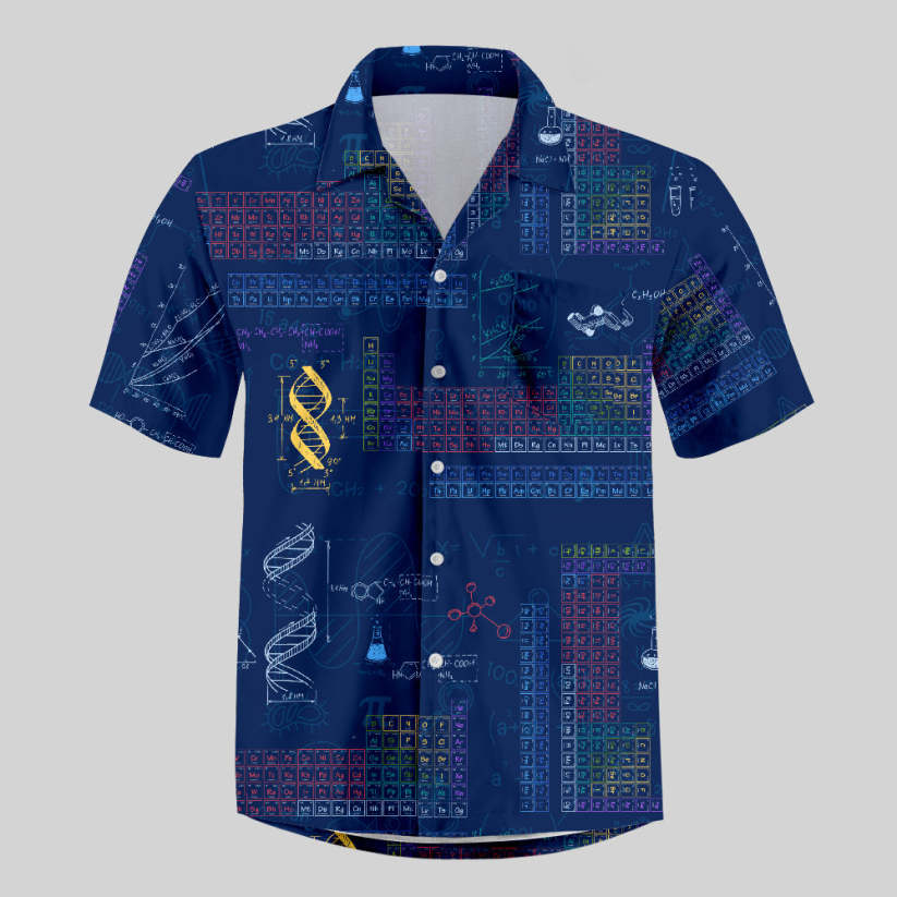 Geeksoutfit Periodic Table of Chemical Elements Button Up Pocket Shirt ...