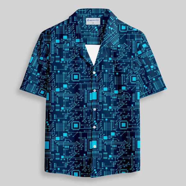 Geeksoutfit Technology Sense Circuit Board Button Up Pocket Shirt for Sale