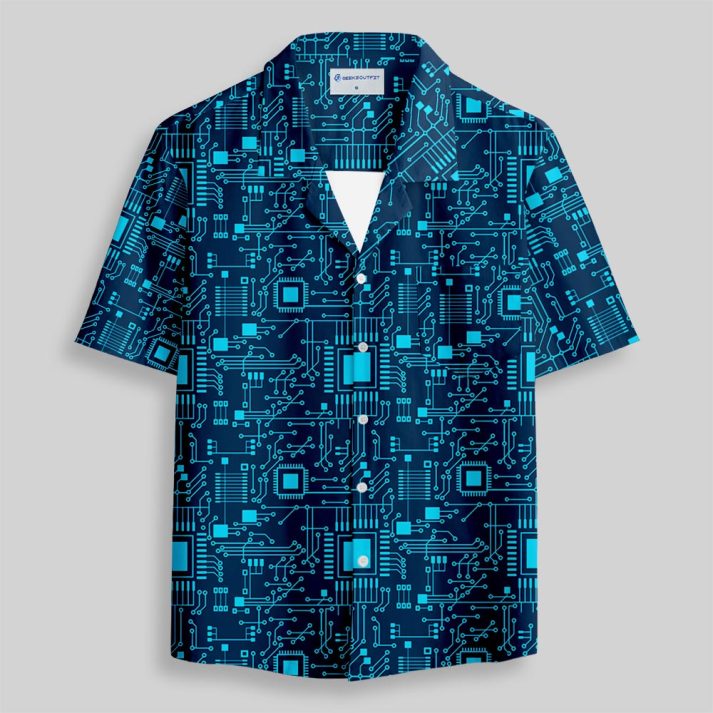 Geeksoutfit Technology Sense Circuit Board Button Up Pocket Shirt for Sale