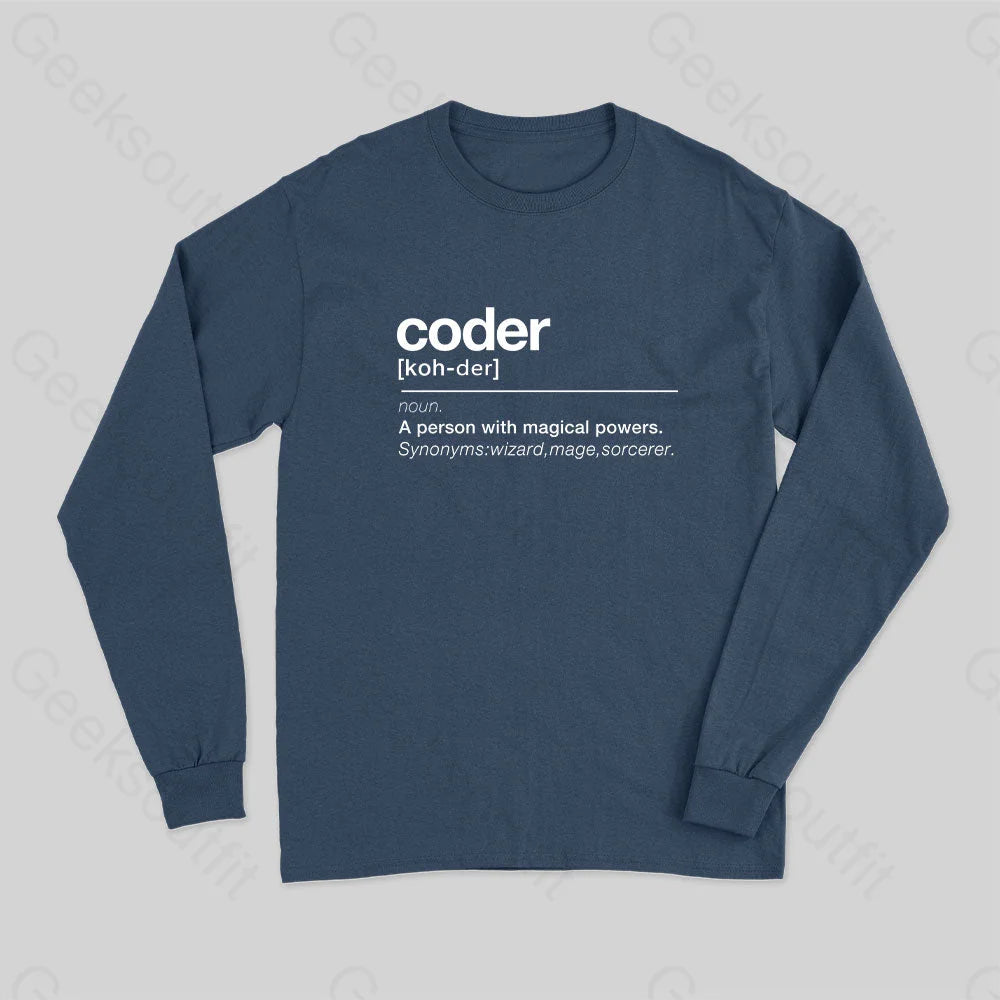 Geeksoutfit Coder definition Long Sleeve T-Shirt for Sale