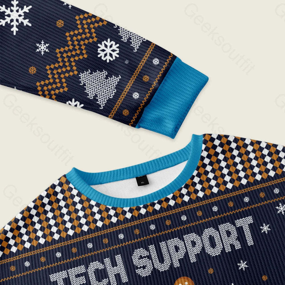 Geeksoutfit Tech Support Computer Programmer Blue Ugly Christmas Fuzzy ...