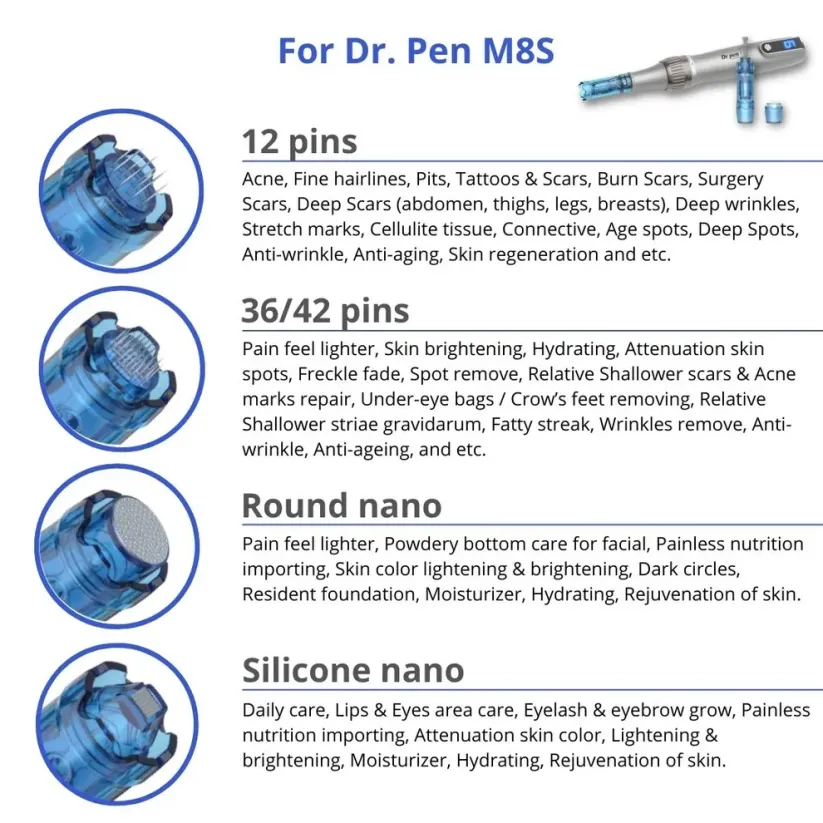 Dr. Pen M8S Microneedling Pen Including 12 Pcs Replacement Cartridges