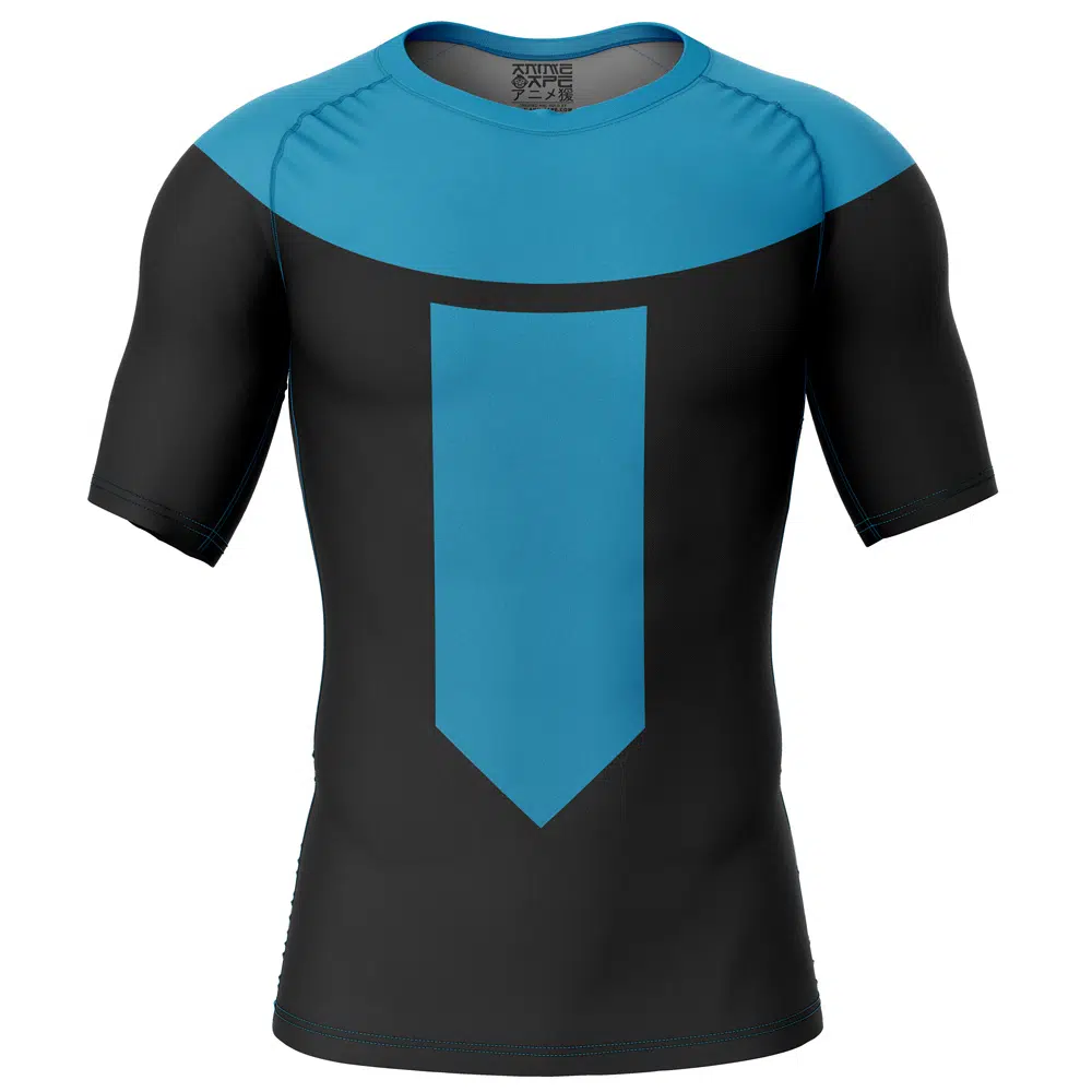 Invincible Blue Short Sleeve Rash Guard Compression Shirt – Unisex ...