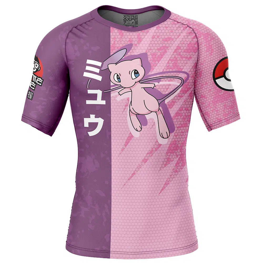 Mew Attack Pokemon Short Sleeve Rash Guard Compression Shirt – Unisex ...