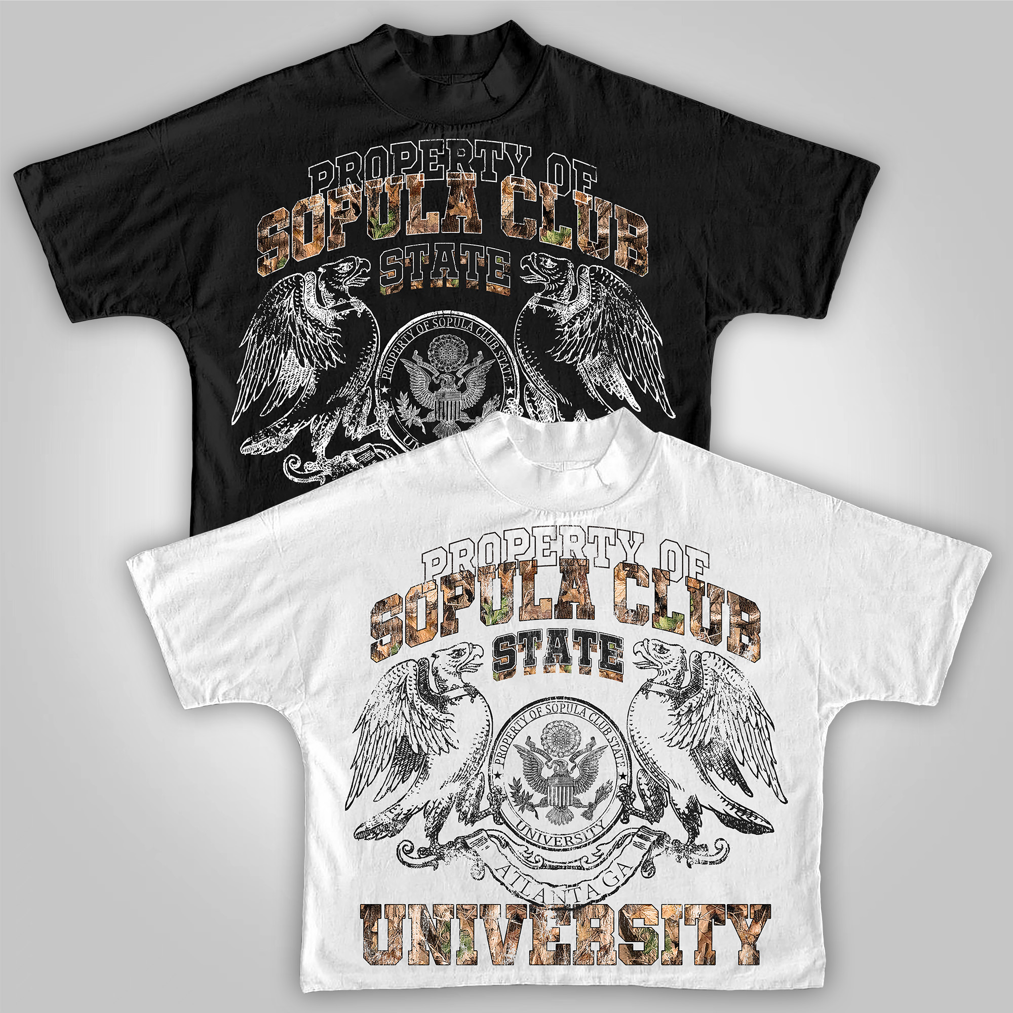 Vintage Camouflage University Style Graphics Cropped T-Shirts – Unisex ...