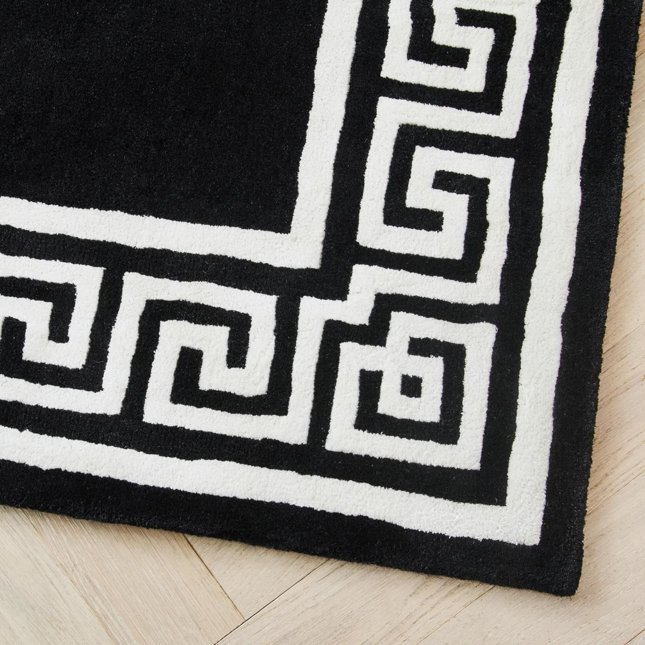 Greek Key Rug - Black/Ivory
