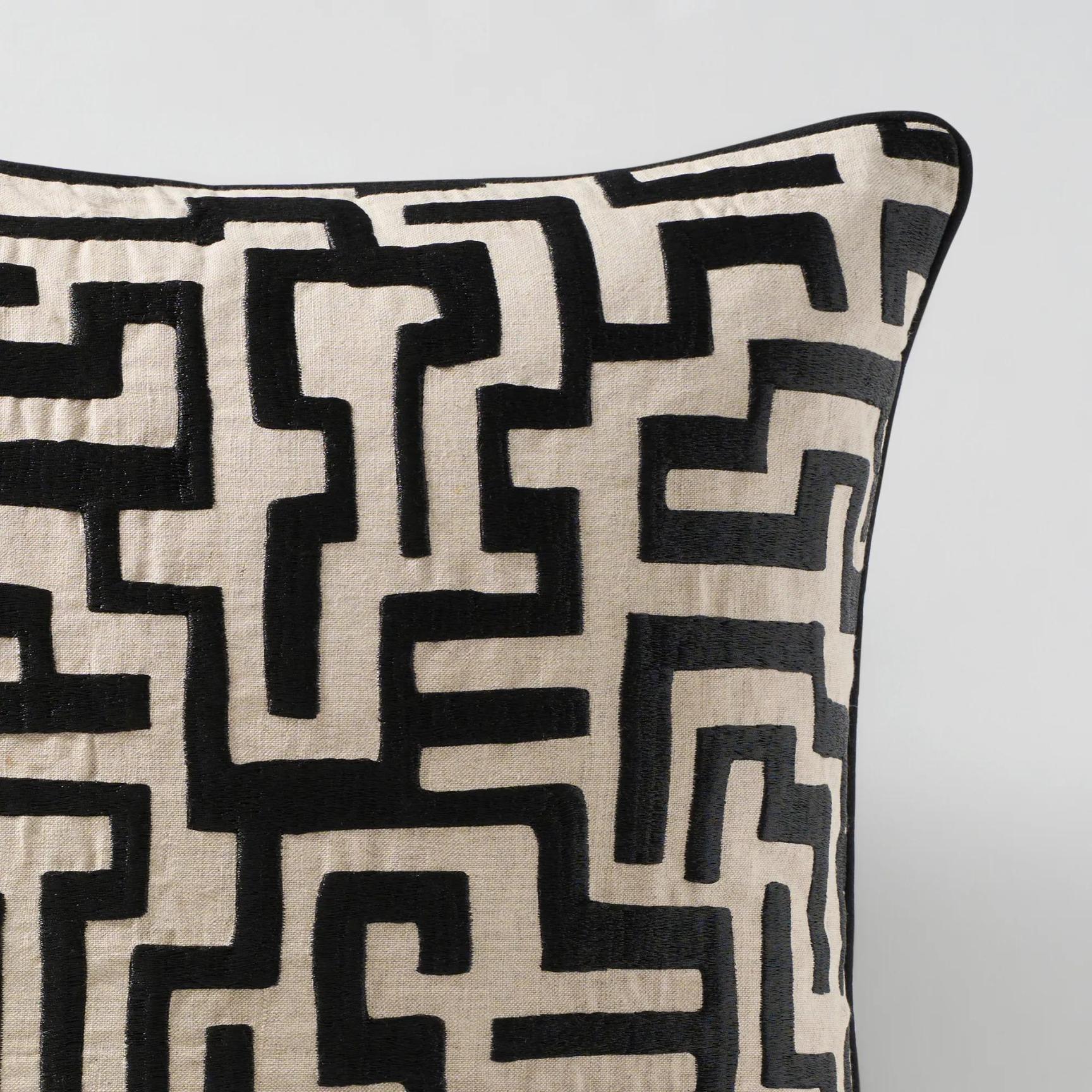 Mod Maze Pillow 22" - Black