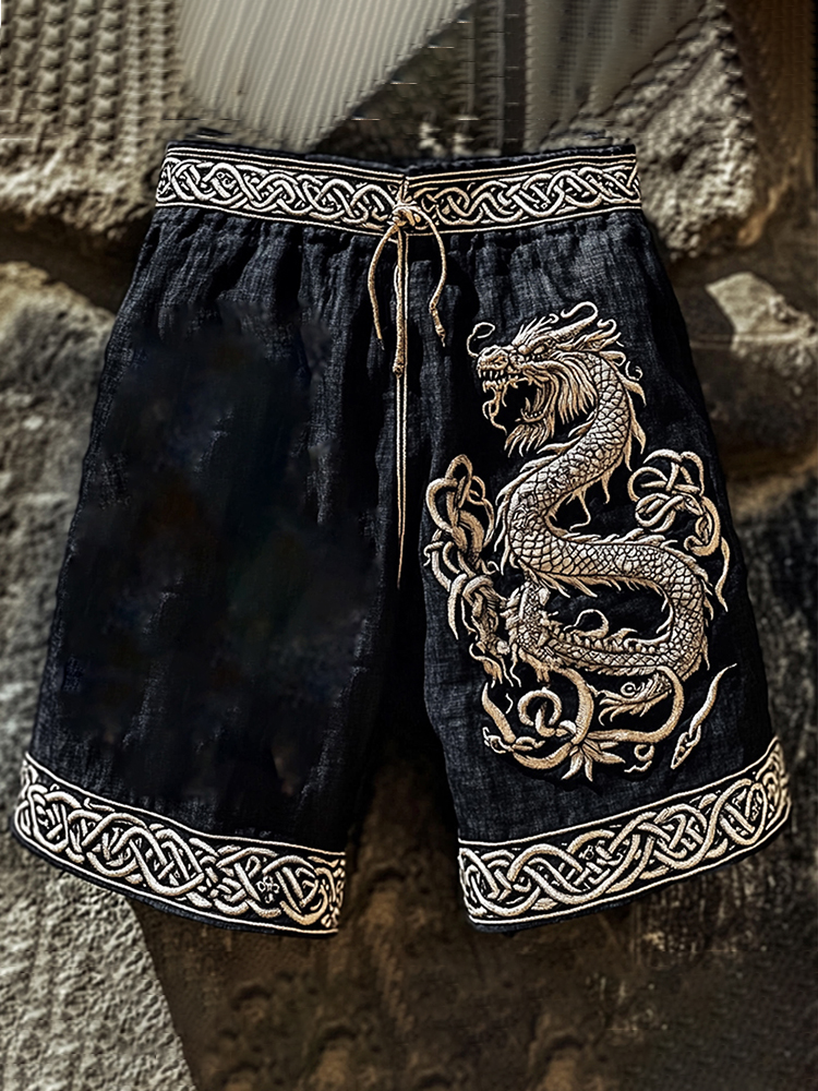 Men's Viking Dragon Celtic Knot Art Line Shorts