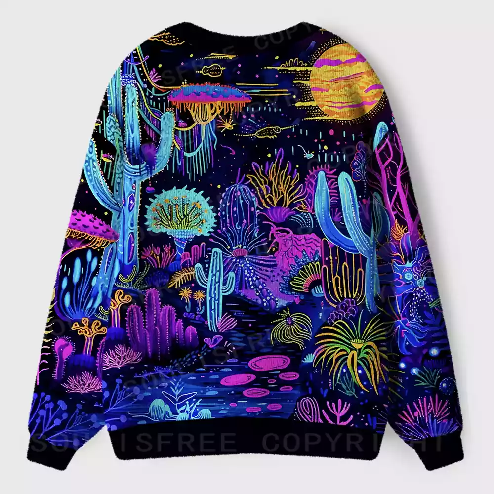 Designed Psychedelic Desert Oasis Ugly Cardigan Sweaters | Soulisfree