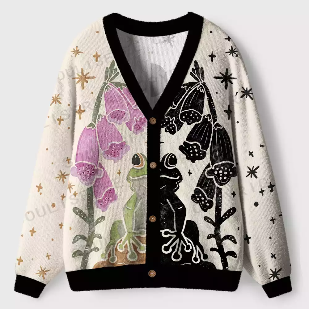 Designed Duality of Frogs Ugly Cardigan Sweaters | Soulisfree
