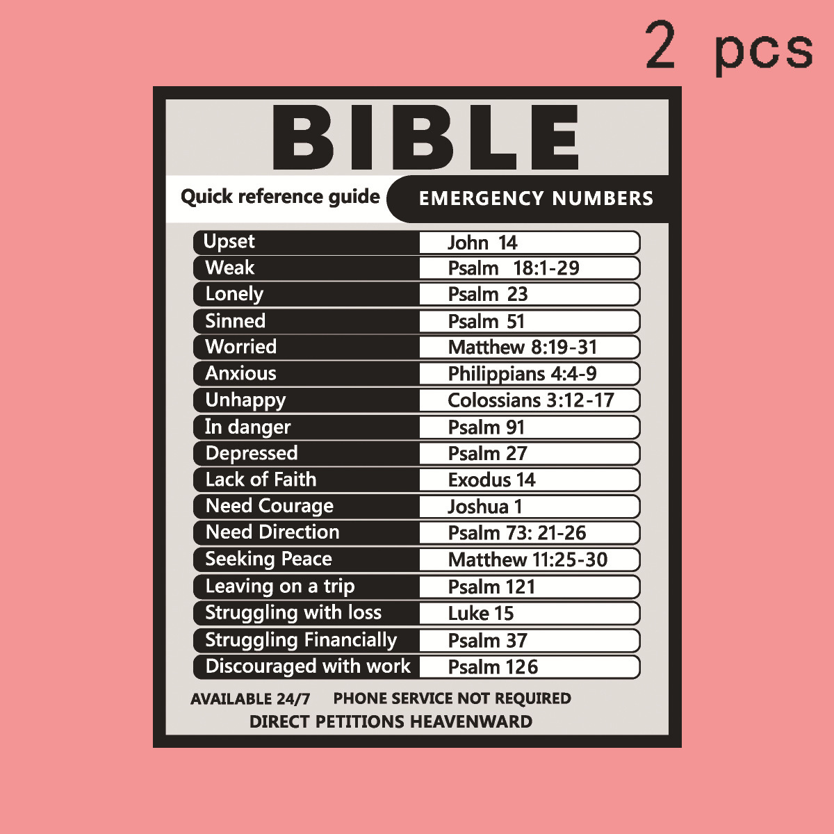 Bible Emergency Numbers Sticker (8"×10"): High Quality, Durable ...