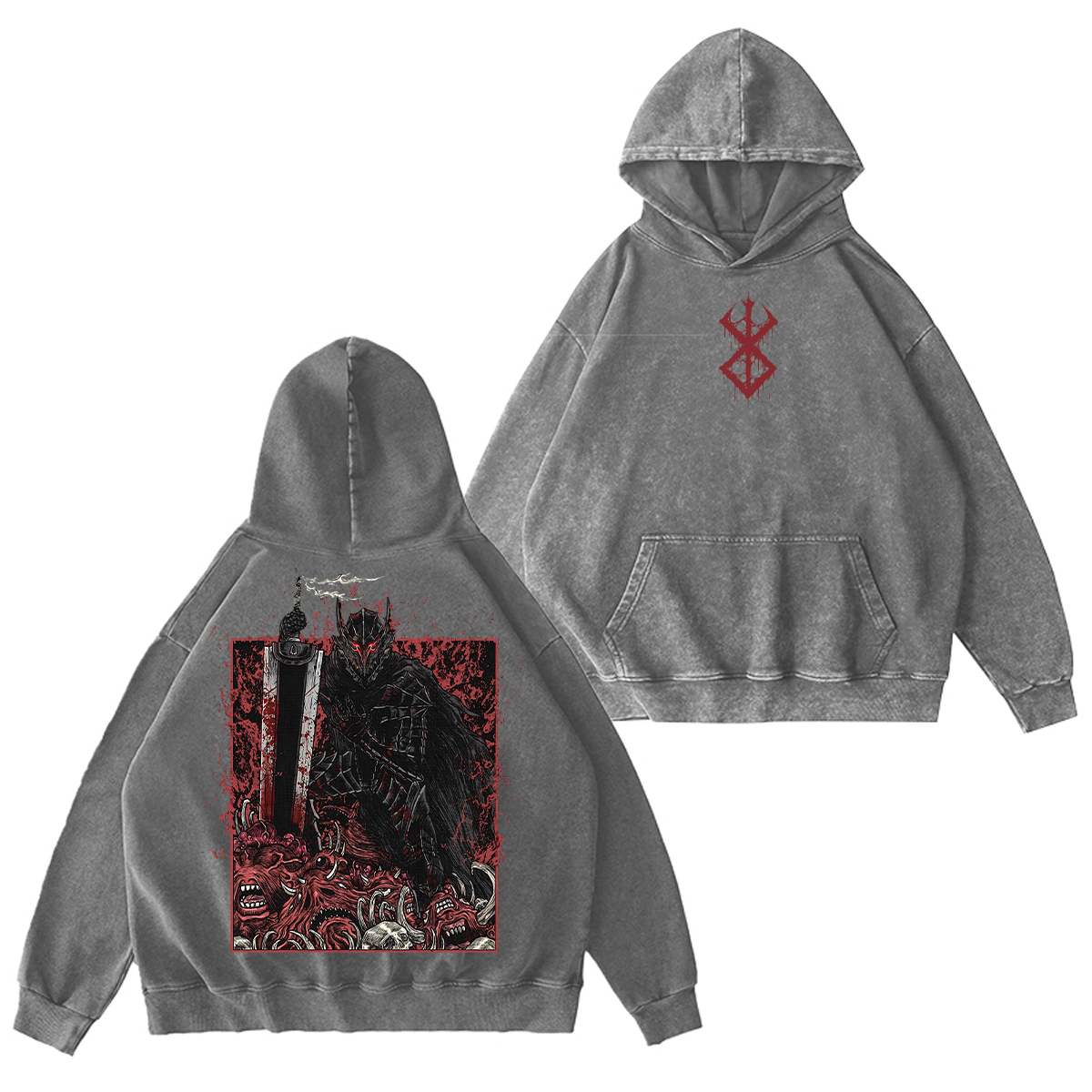 Guts Cursed Armor Grim Unisex Washed Hoodie