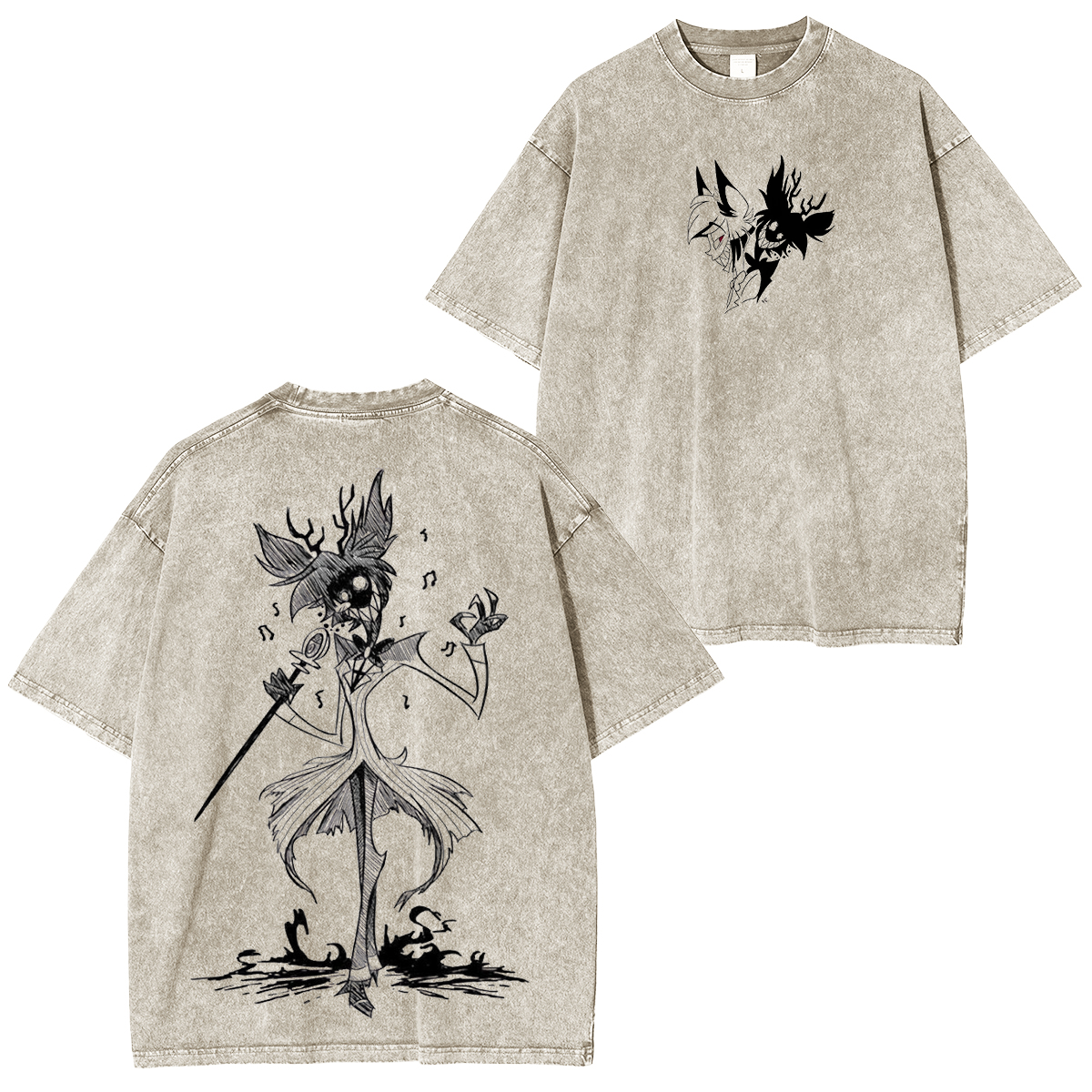 Hazbin Hotel Hell Inn Cartoon Pattern Printed Terrifier Oversized Unis