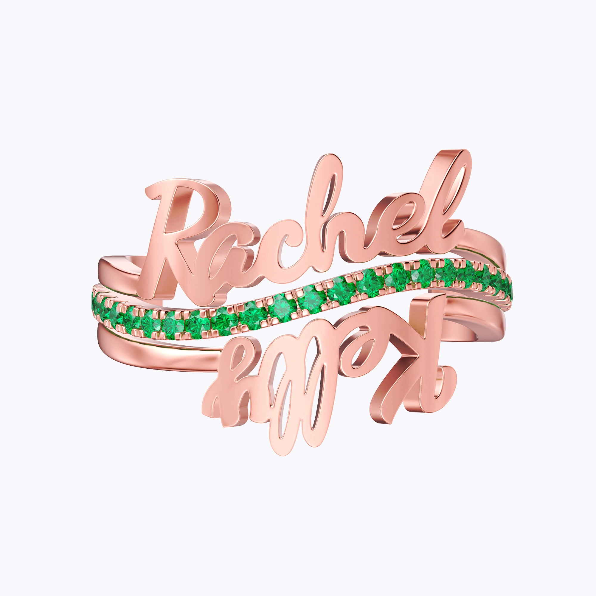 Custom Curved Double Names Rings Set – BY PROMISE