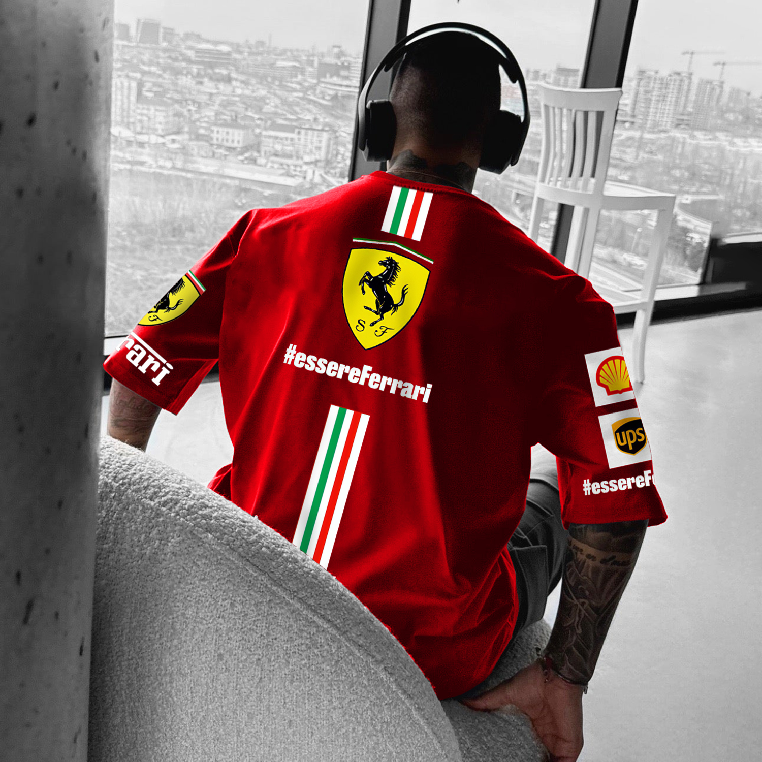 Ferrari-Racing Style Red T-Shirt with Iconic Logo and Sponsor Details ...