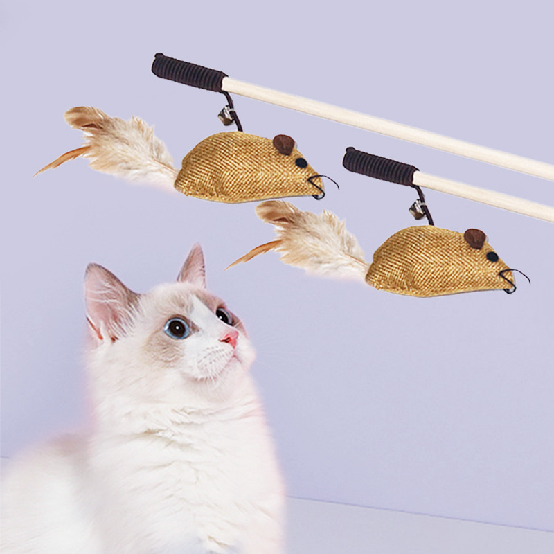 Cat Toy Manufacturer Wholesale Thread Cloth Mouse Wooden Pole Teasing ...