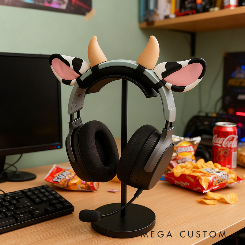 3D Printed Cow Ear & Horn Headphone Attachments - Cute Animal-Themed ...
