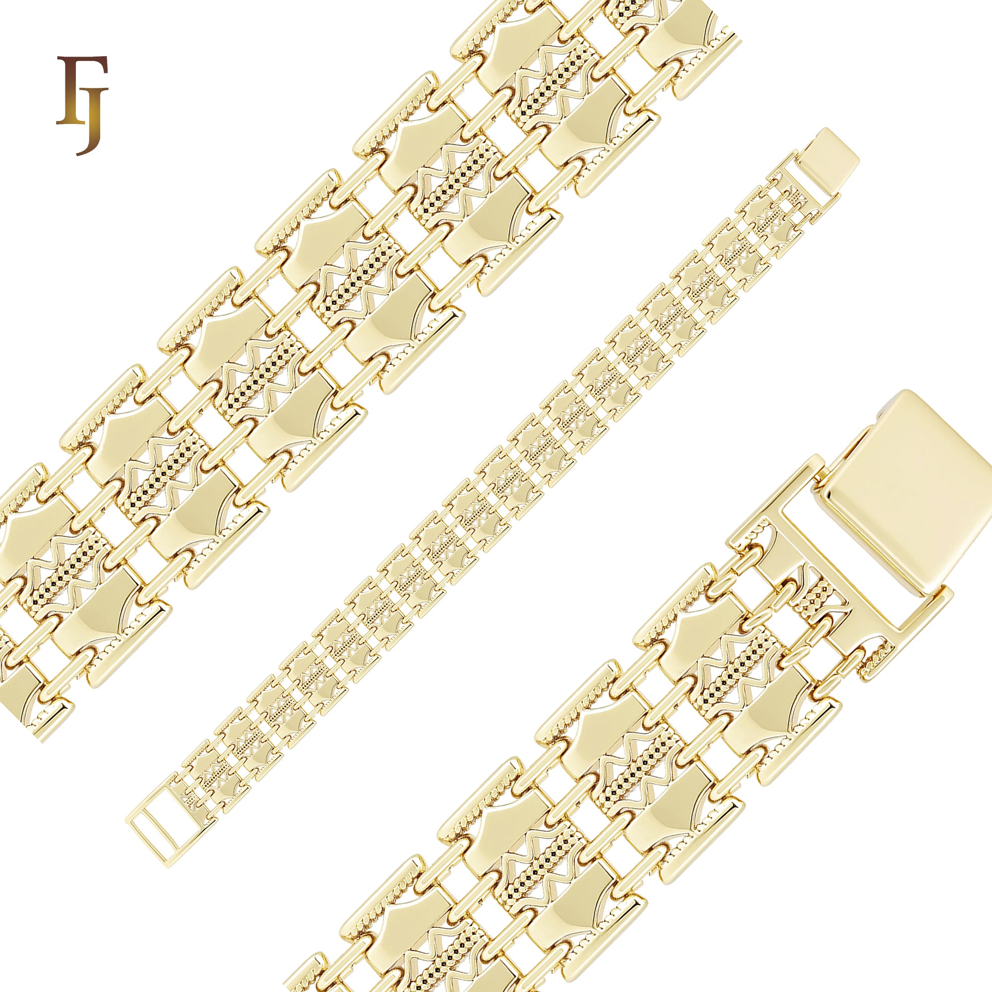Double fancy bucket link 14K Gold, Rose Gold Bracelets Chains – FJ ...