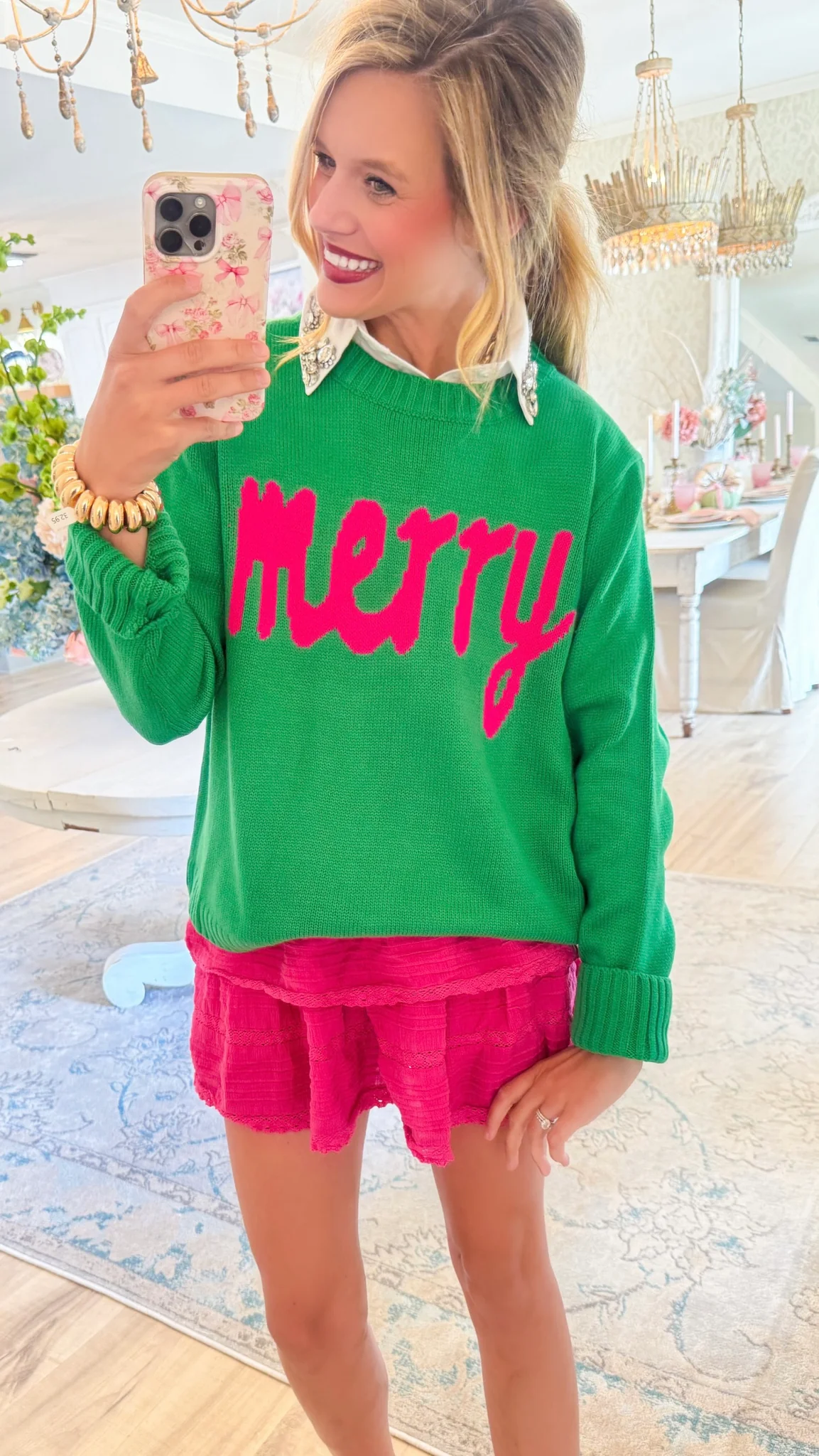 Green and Pink Merry Sweater – yeehawher