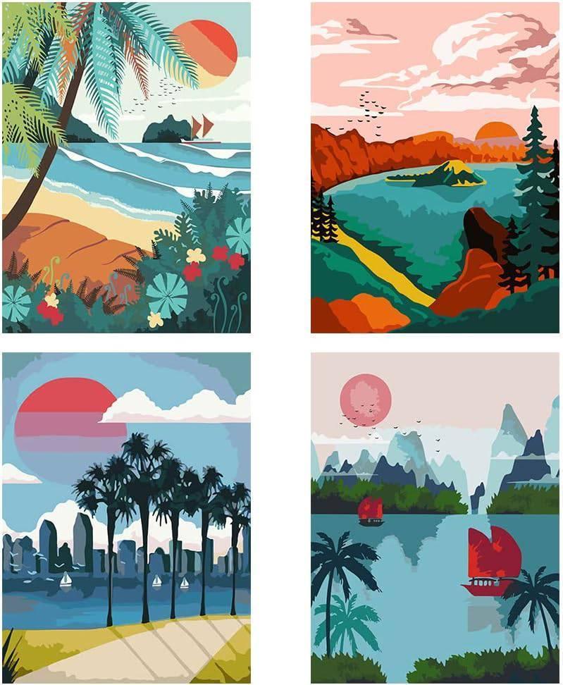 4 Piece Global Scenic Paint By Numbers Kit – Artistry Rack