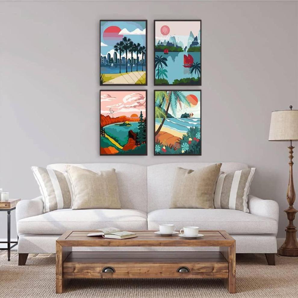 4 Piece Global Scenic Paint By Numbers Kit – Artistry Rack