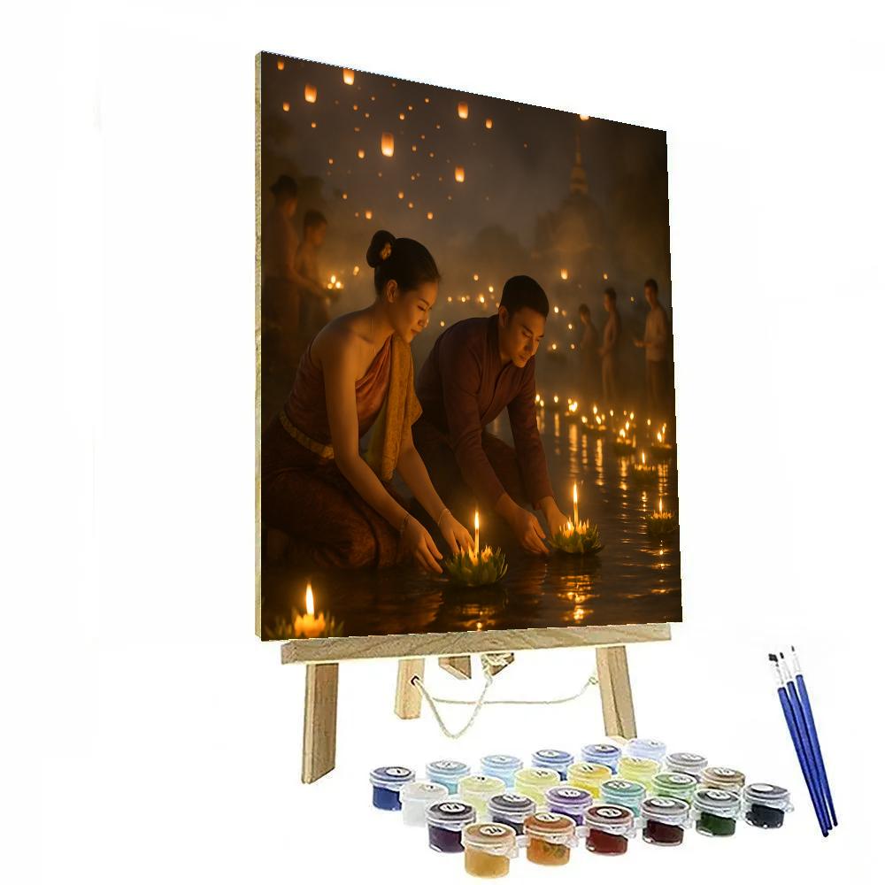 Tranquil Candlelight by the Riverside - DIY Painting By Numbers Kit ...