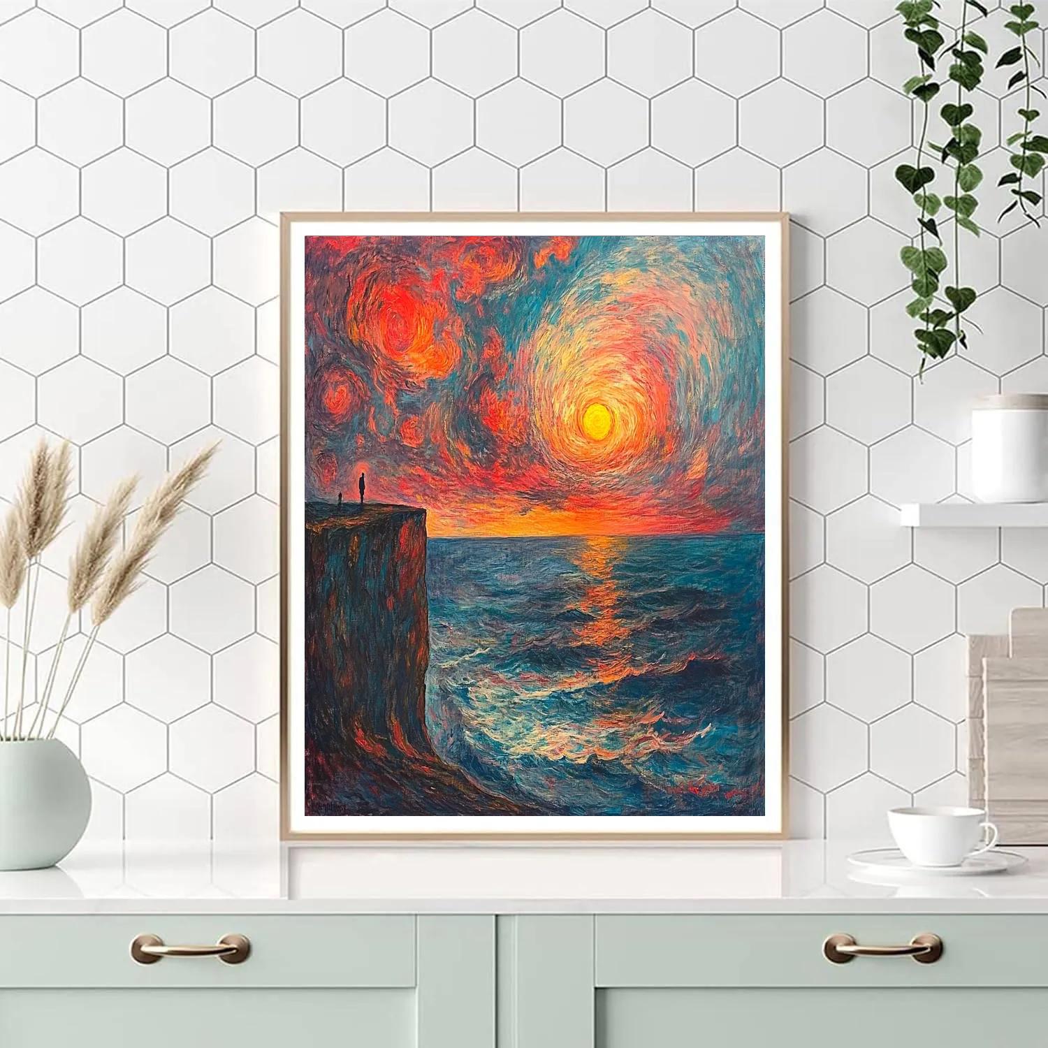 Edvard Munch Inspired Emotional Sunrise - DIY Painting By Numbers Kit ...