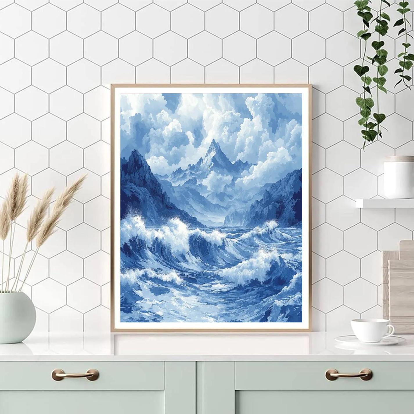 Hokusai Inspired Mountain Storm - DIY Painting By Numbers Kit ...