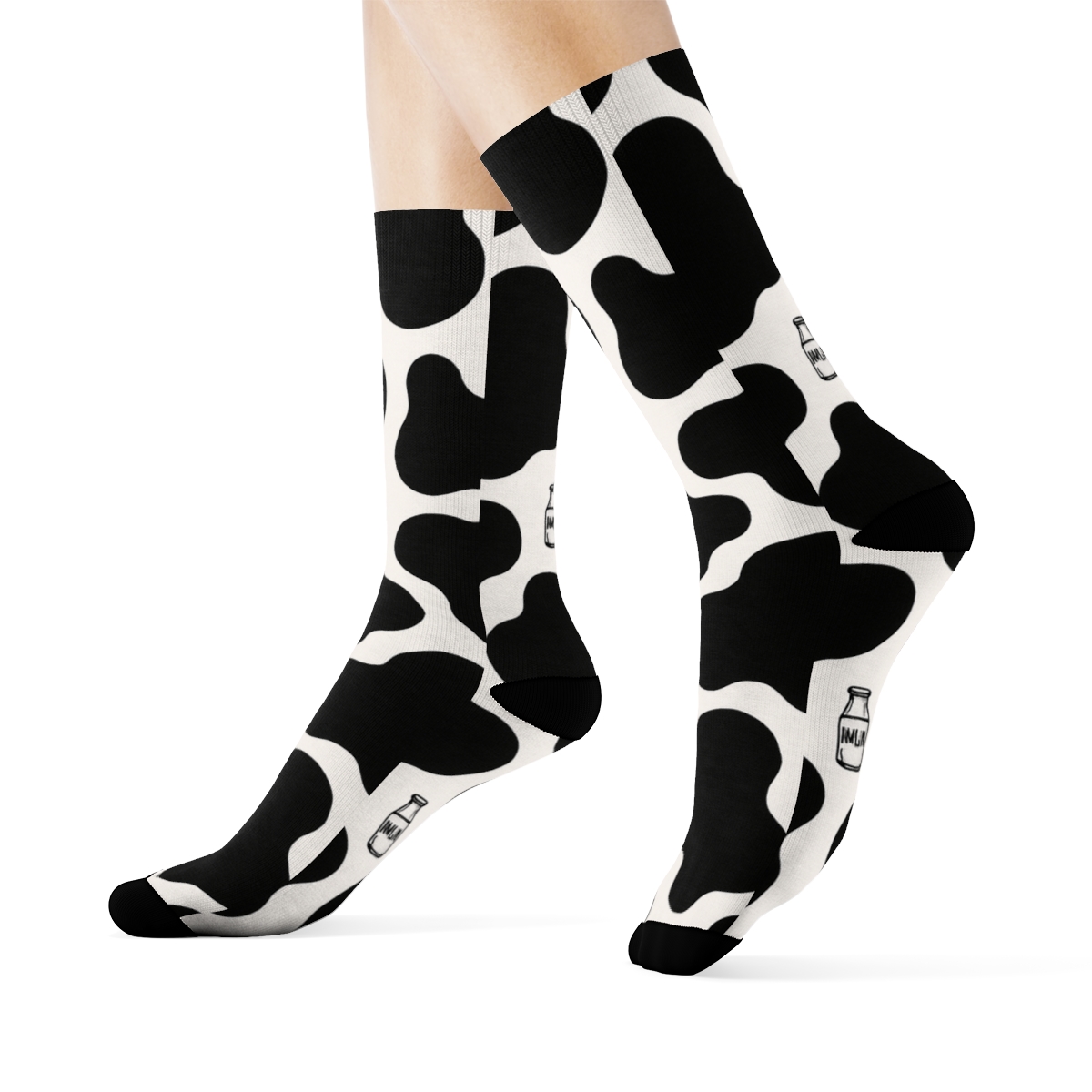 Classic Spot Grid with Tiny Milk Bottles Crew Socks – Sockz